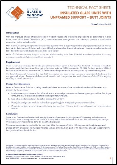 New Technical Fact Sheet: IGUs with Unframed Support - Butt Joints